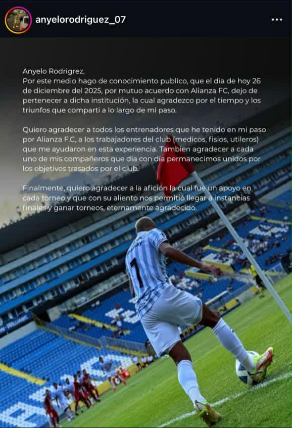 El volante Ányelo Rodríguez dijo adiós a Alianza – El Diario de Hoy