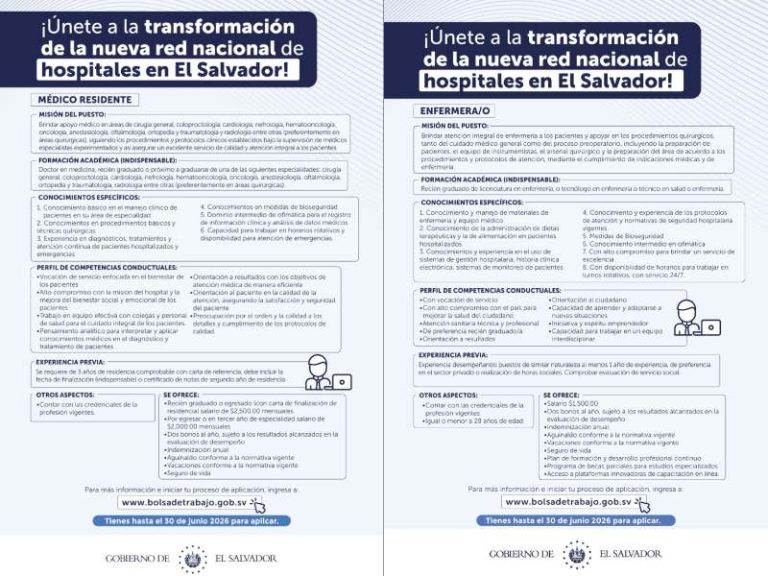 Gobierno lanza convocatoria de empleos tras inaugurar el Hospital Rosales